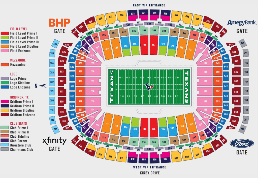 Houston Texans Interactive Seating Chart | NRG Stadium Guide
